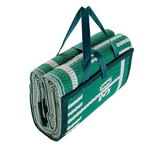 Camco 5'x 6-1/2' Handy Mat with Strap | Ideal for picnics, Beaches, RVing and outings | Weather-Proof | Football Field Print (42819)
