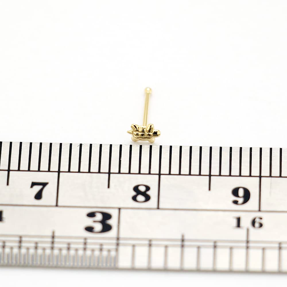 9 Karat Solid Yellow Gold Plain Tiny Turtle 22 Gauge Ball End Nose Stud Piercing Jewelry