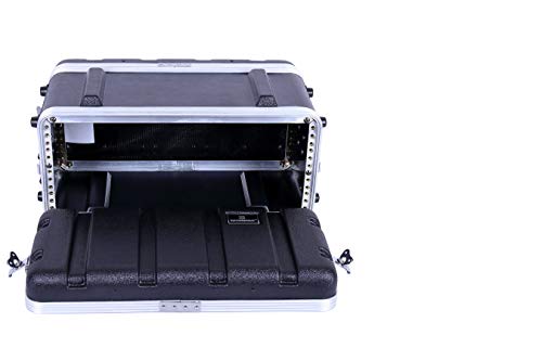 Crossrock Stackable 4U Rack Case, Strong Molded with Heavy Duty Hardware, Shallow 9.5” Depth (CRA8604US)