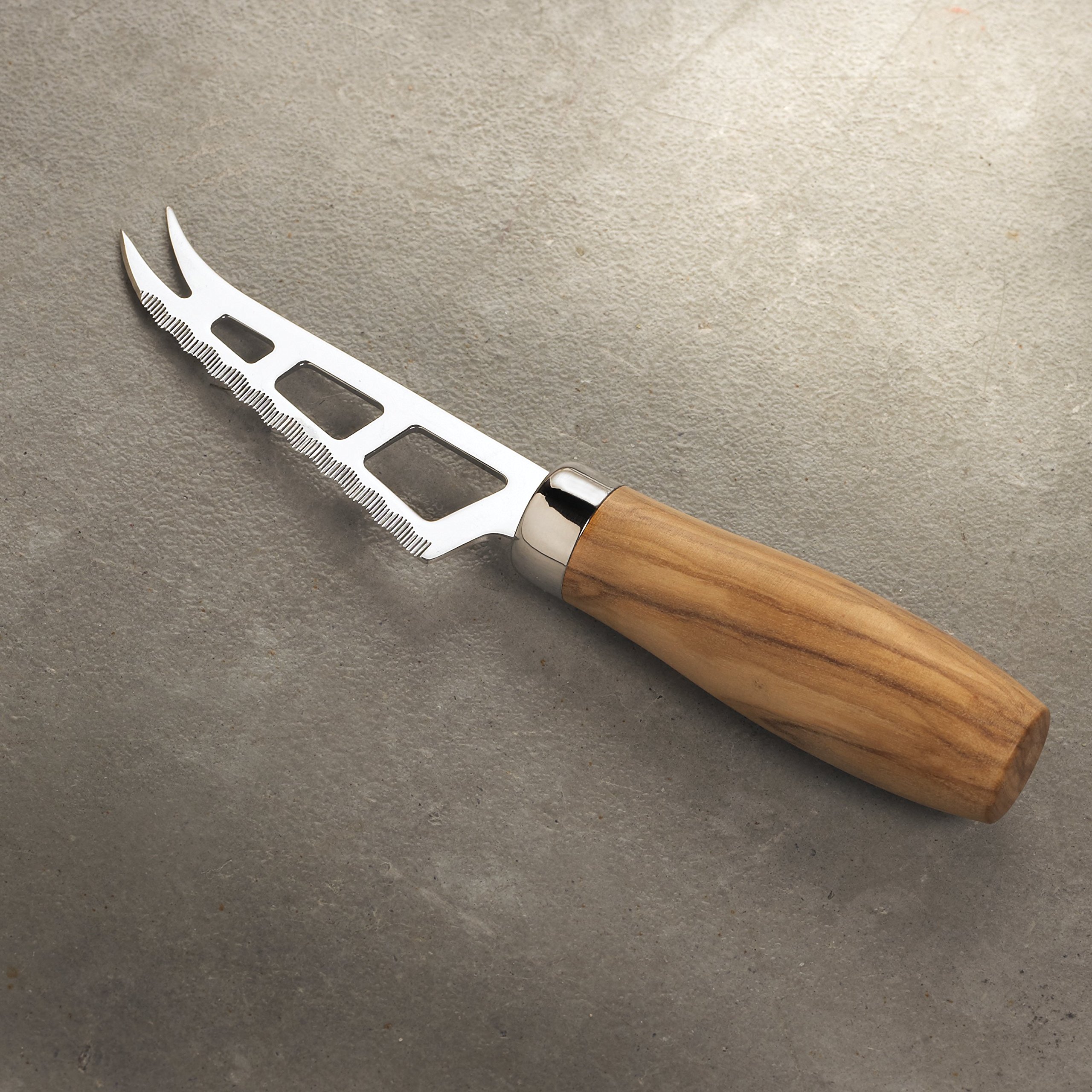 Berard 3-Piece Stainless Steel Cheese Knife Set with Olive Wood Handles (Hard Knife, Soft/Medium Knife and Cheese Fork)