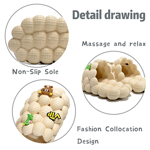 Bubble Slides for Kids, Boys Girls Cloud Slides,Non-Slip Open Toe Breathable Pool Slippers, Comfy Cushioned Thick Sole House Slippers Bedroom Shower Slippers
