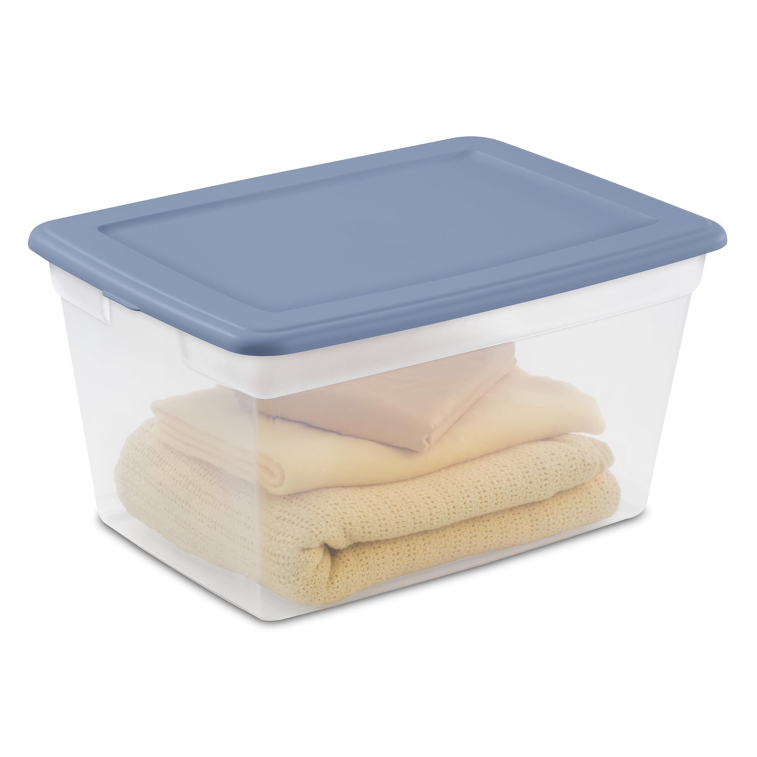 58 Qt Storage Box Clear Base White Lid Set of 8