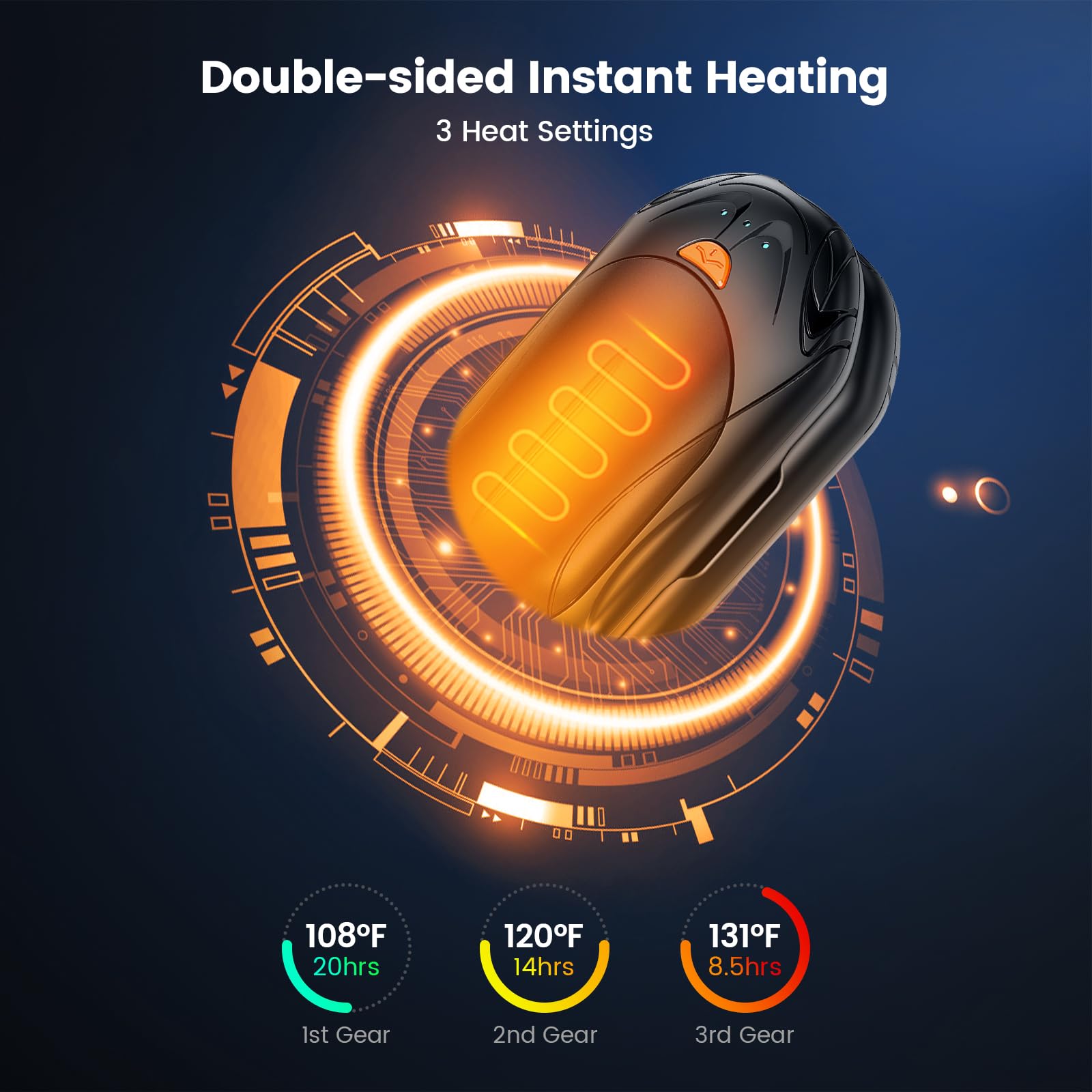 AI Rechargeable Hand Warmers - 2 Pack, 20Hrs Heating Electric Pocket Warmer, Portable Size for Christmas, Camping, Hunting