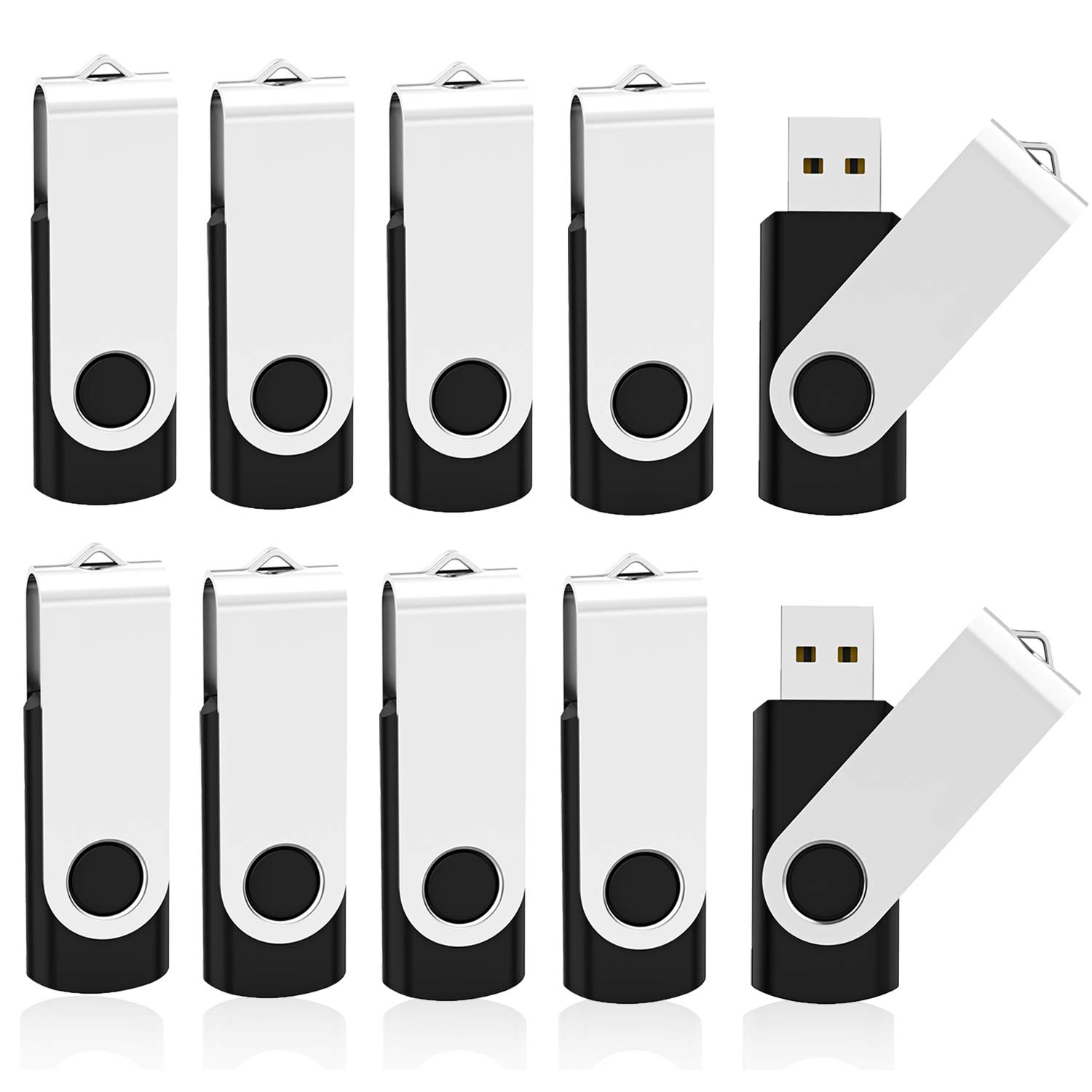 KOOTION 10 Pack 4GB Flash Drive 4gb USB 2.0 Flash Drives USB Drive Jump Drive Bulk Thumb Drive Swivel Memory Stick Black