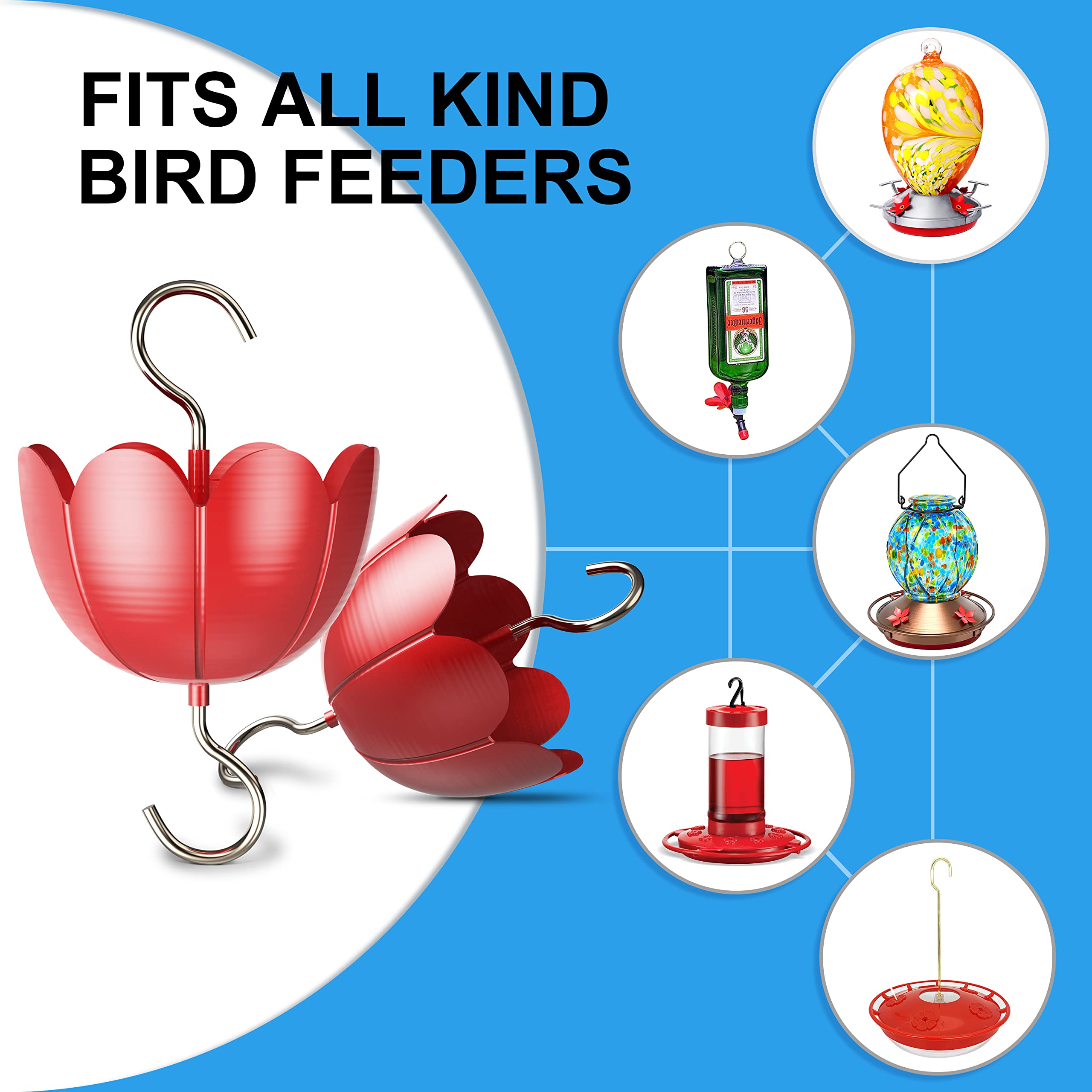 Ant Moat for Hummingbird Feeders, Ant Guard for Hummingbird & Oriole Feeders, Insect Guard with Large Capacity, Metal Hummingbird Feeder Ant Guard, 4 OZ x 2 Pack