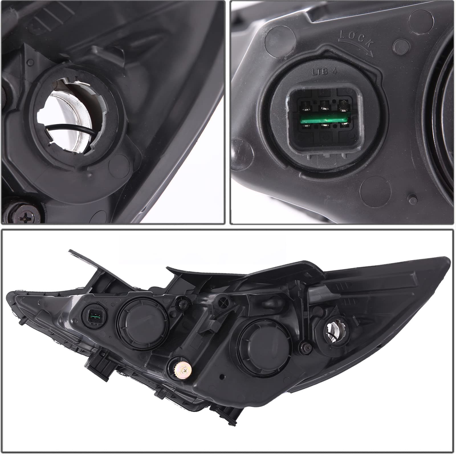 A&P Headlight Headlamp with Bright Chrome Housing Compatible with 2011-2014 Hyundai Sonata Left+Right