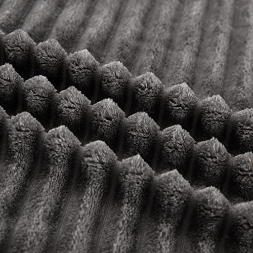 DaysU Striped Fleece Blanket, Soft Cozy Reversible Flannel Sherpa Throw Blanket for Couch, Thick Warm Fluffy Fuzzy Plush Large Queen Size Blanket for Bed, 1 Pack, 86" x 94", Grey