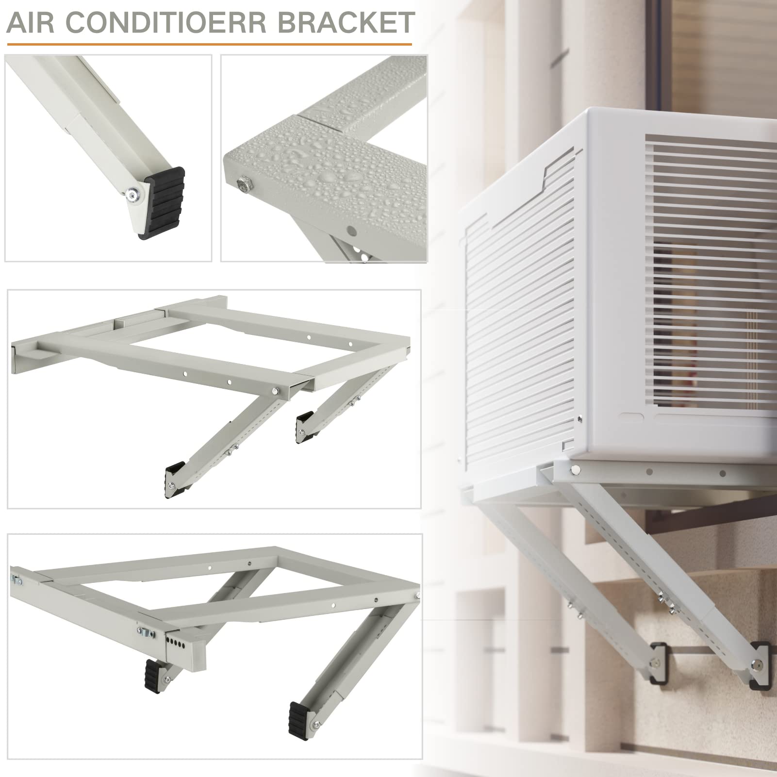 Air Conditioner Support Bracket No Drilling,Easy To Install,Window AC Bracket,Heavy Duty Steel Construction Holds Up To 220 lbs - Fits Most Double or Single Hung Windows
