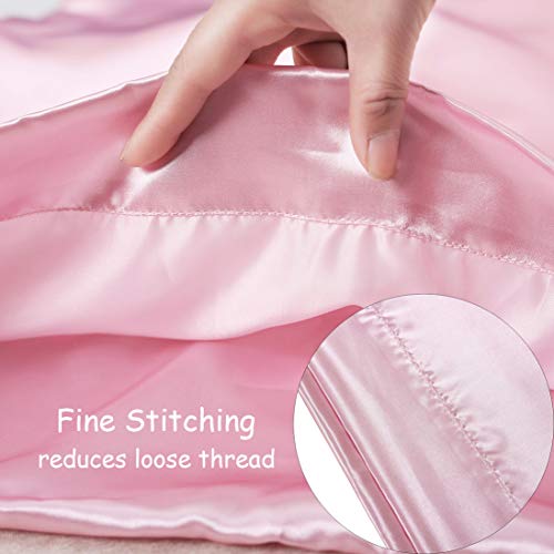 Chonty Satin Pillowcase for Hair and Skin, Cooling Satin Pillow Case Cover Silk Pillowcase Set of 2 with Envelope Closure (20x40, Pink)