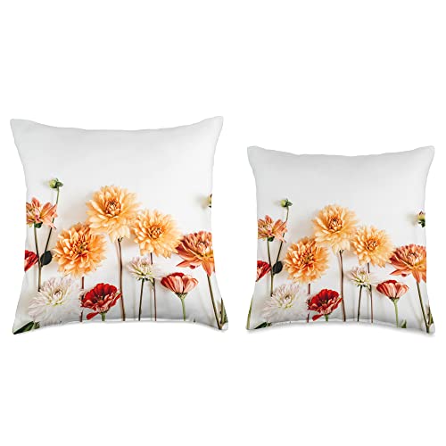 Beautiful Gardens and Floral Vibe Designs Dahlia Cut Flowers Nature Scape Minimal Throw Pillow, 18x18, Multicolor