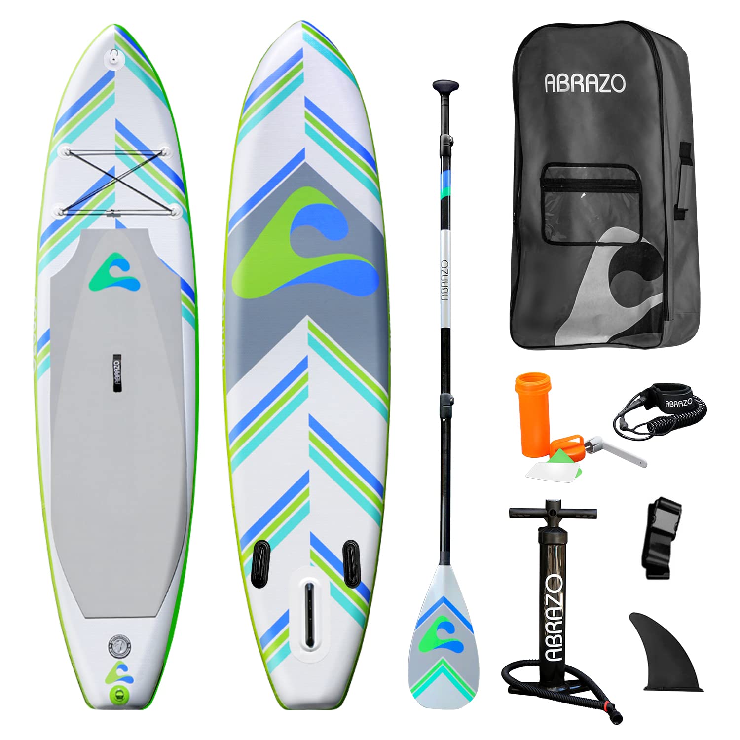 Abrazo Inflatable Stand Up Paddle Board for Adults - Durable, Thick and Slip Resistant Paddle Board with SUP Accessories: Paddle, Patch Repair Kit, Hand Pump, SUP Leash, and SUP Backpack