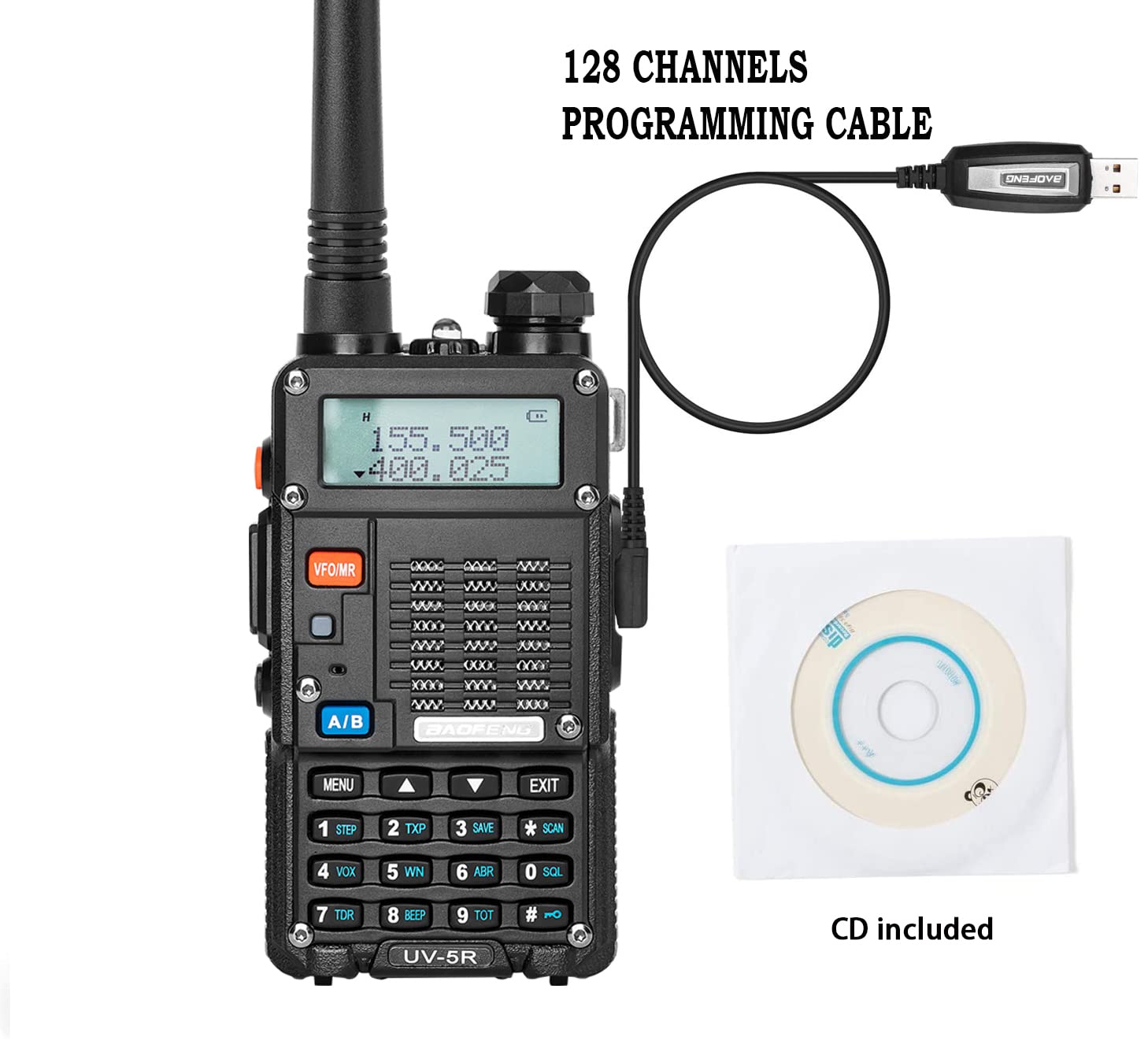 BAOFENG Ham Radio, UV-5R Pro 8W Walkie Talkies, Handheld Dual Band Two Way Ham Radios Long Range with Rechargeable Battery, Earpieces, Mic, Antenna and Programming Cable (2 Pack)
