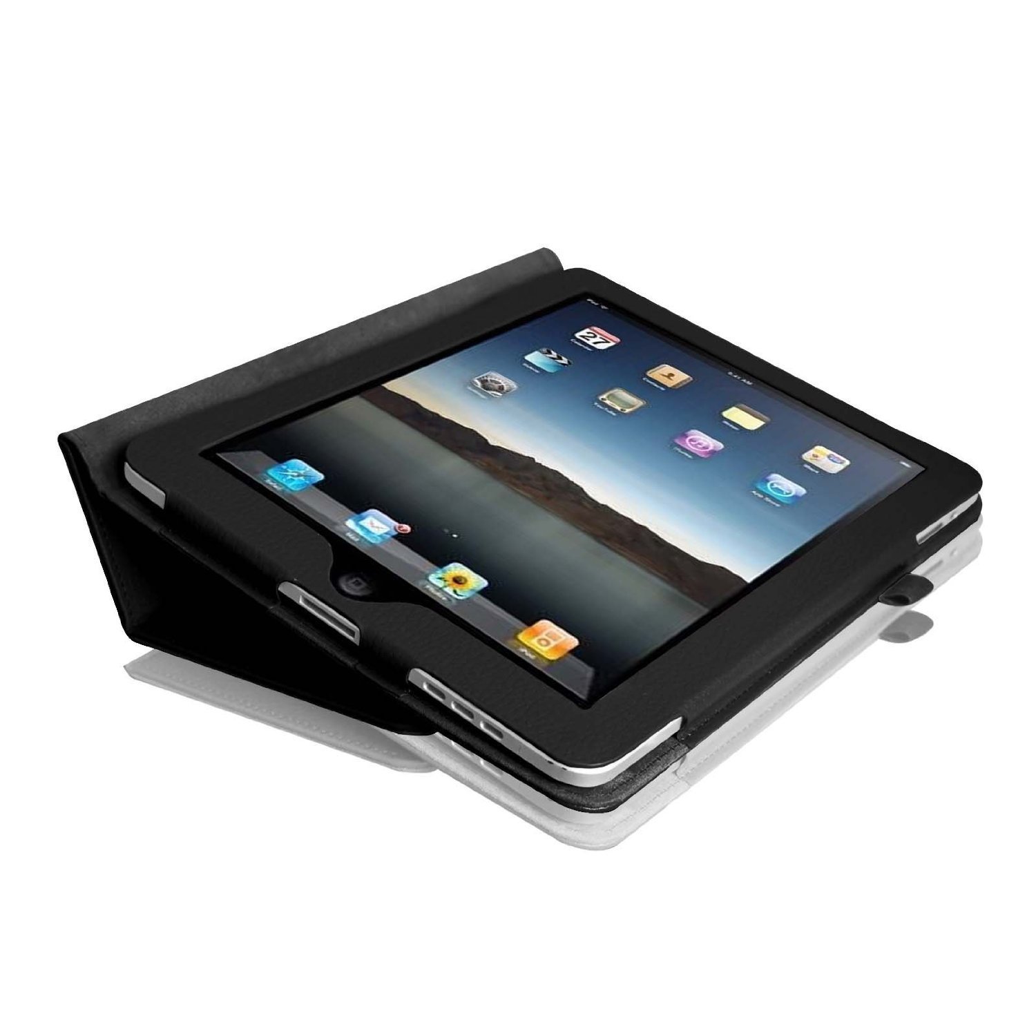 Fintie Folio Case for Original iPad 1st Generation - Slim Fit Vegan Leather Stand Cover with Stylus Holder for iPad 1st Generation 2010, Black