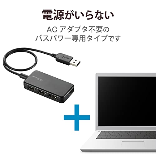 ELECOM U2HS-A402BBK USB Hub 2.0 Bus Power Tablet Swing Connector 4 Port Black