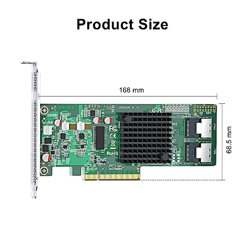 Internal PCI Express SAS/SATA HBA RAID Controller Card, SAS2008 Chip, X8, 6Gb/s, Same as SAS 9211-8I