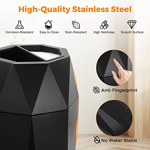 BEAMNOVA Bundle Metallic 15 x 31.5 in + Black 12 * 28 in Commercial Stainless Steel Trash Can Outdoor Indoor Garbage Enclosure with Lid Inside Barrel Heavy Duty Industrial Waste Container