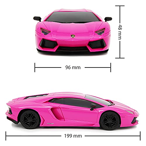 CMJ RC Cars Lamborghini LP700-4 Remote Control RC Car Officially Licensed 1:24 Scale Working Lights 2.4Ghz. Great Kids Play Toy Auto (Pink)