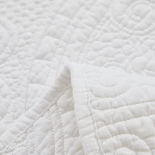 Brandream White Boho Sunflower Medallion Quilt Cotton Quilted Throw Blanket for Bed Couch Daybed 47 X 60 Inch Decorative Throw Blankets