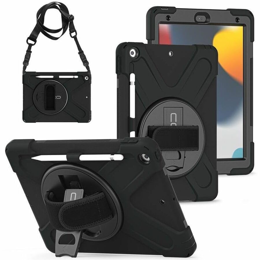 CODi Rugged Carrying Case for 10.2" Apple iPad (Gen 7, 8, 9) Tablet - Black