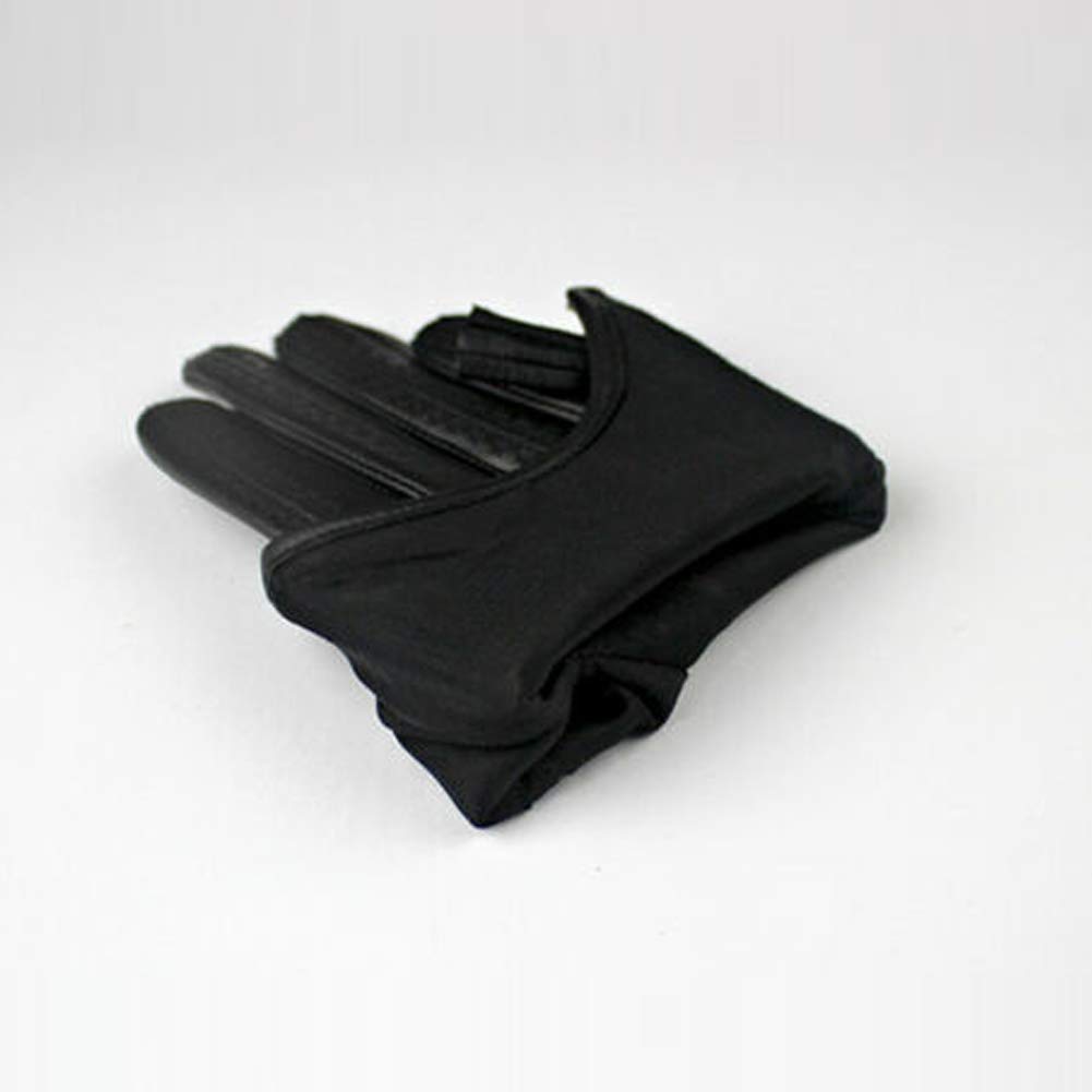 DooWay Short Black Touchscreen Real Leather Gloves, Imported Goatskin Leather Tassel Zipper Unique Pop Finger Gloves,size M