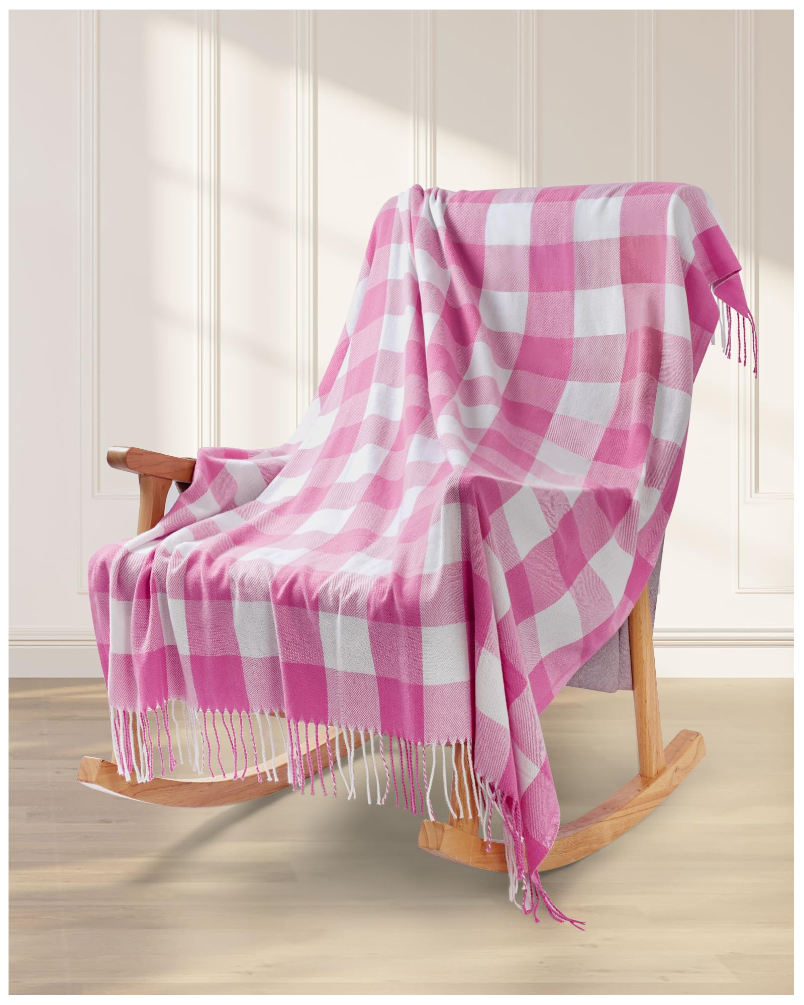 Large Checkered Cozy Throw Blanket Unicorn Cute Princess Pink Kawaii Nursery Decoration Kids Birthday Valentines Day Gift Ideas Teen Girls Bedroom Decor College Student Dorm Apartment Must Haves