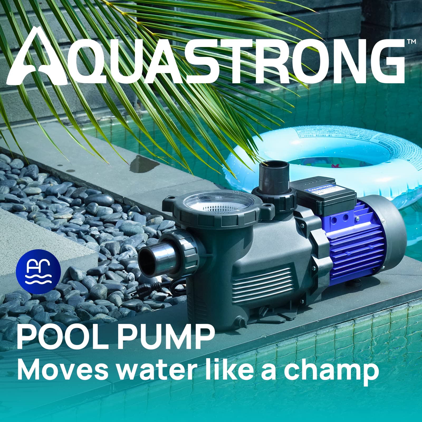 AQUASTRONG 8000GPH 2 HP In or Above Ground Pool Pump with Single Speed