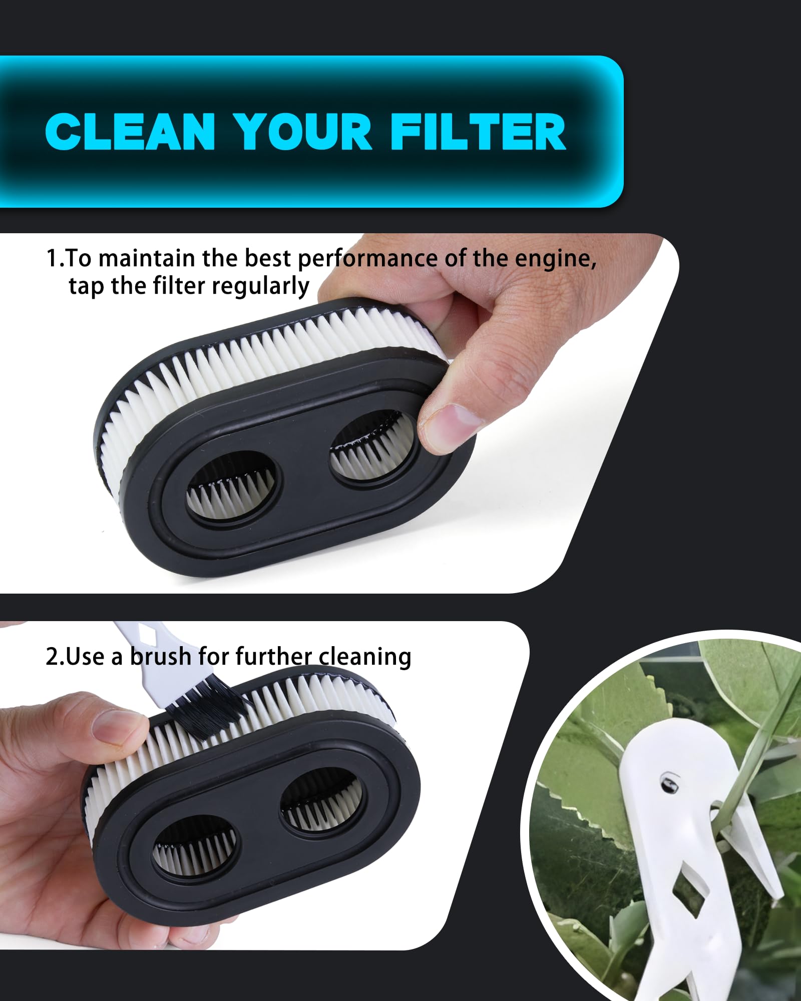 593260 Air Filter for Briggs & Stratton 798452 798339 5432 5432k, 550ex 675exi 725exi Series Engines Model and More