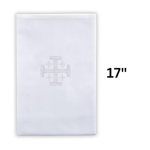 Trinity Church Supply Jerusalem Cross Embroidered Lavabo Towel Set - Pure Linen, Absorbent, 11x17, for Liturgical Use - Pack of 4