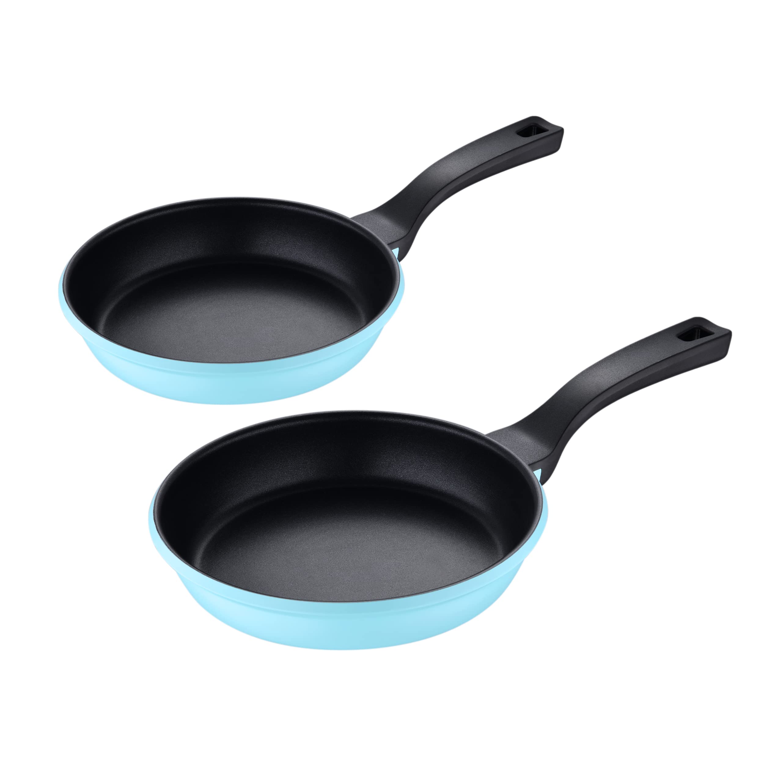 Bergner - Retro Cookware - Pots and Pans Set Nonstick - Induction Cookware Suitable for all Stove Types - Dishwasher Safe - 2 Piece Fry Pan Set - 10" & 12" Pans - Blue