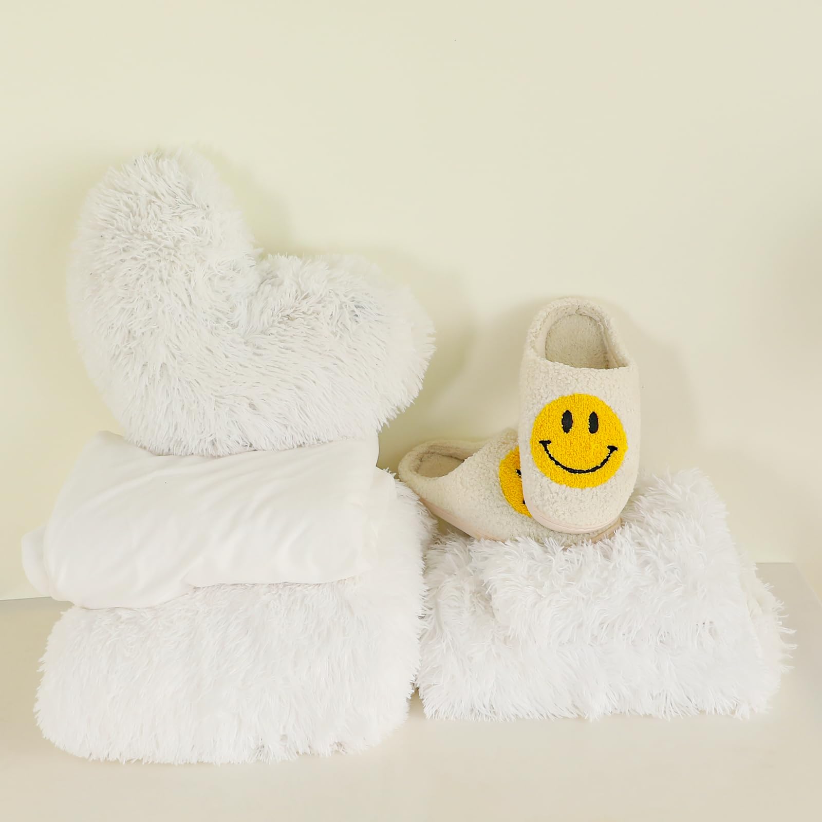 HAIHUA Faux Fur Plush White Comforter Cover Queen Set 9 Pieces,Shaggy Luxury White Bedding Set, Soft Fluffy Bed Sets Full Queen with Duvet Cover and Sheets (White, Full/Queen)