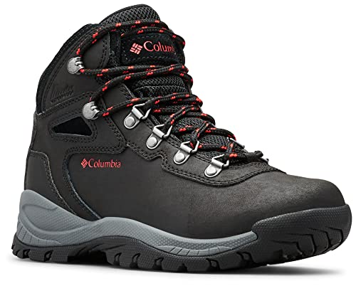 Columbia womens Newton Ridge Plus Waterproof Hiking Boot, Black/Poppy Red, 8 US