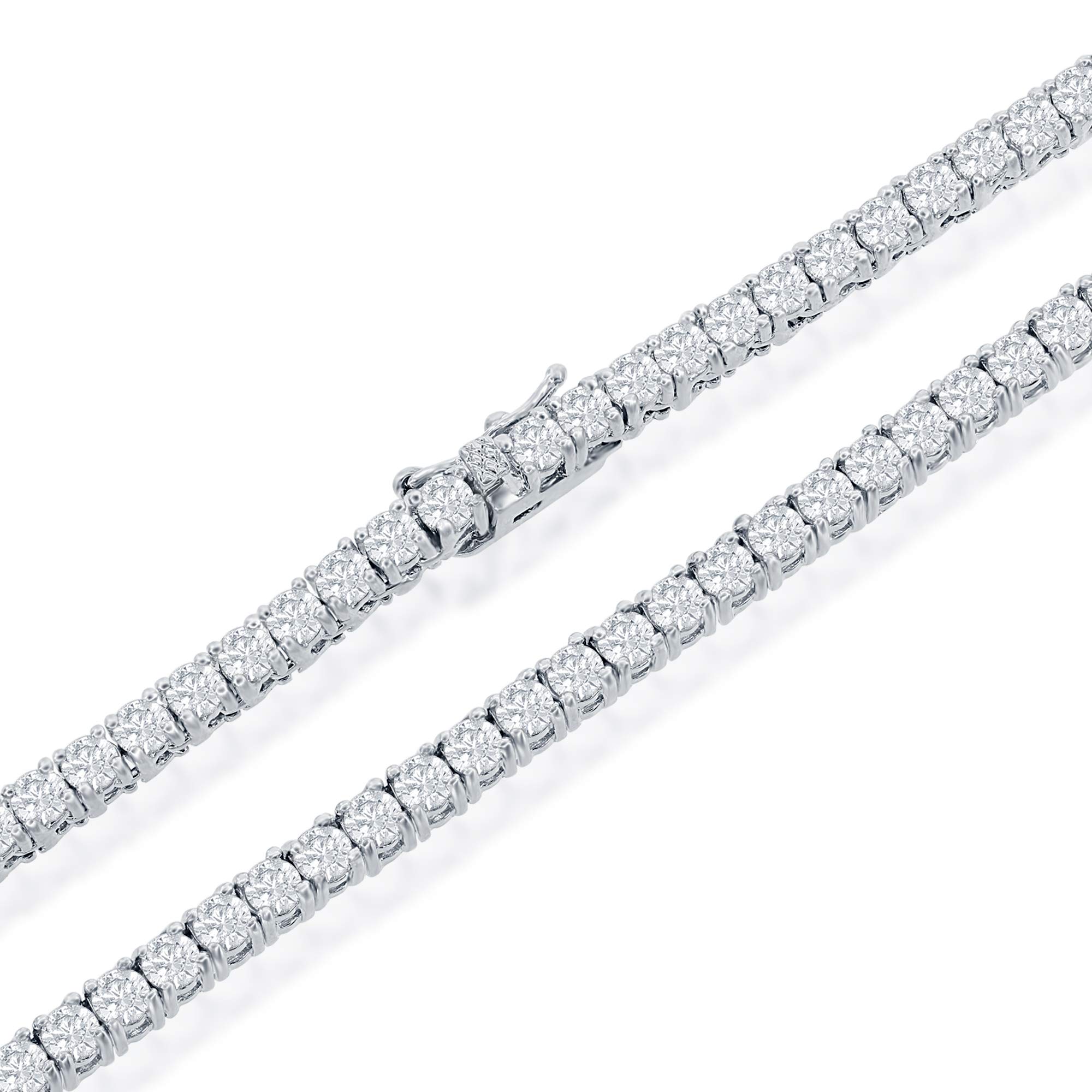 Absolute Silver Cubic Zirconia Classic Tennis Necklace for Women - 3MM Round Necklace