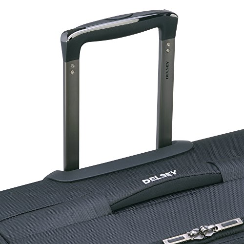 DELSEY Paris Sky Max Softside Expandable Luggage with Spinner Wheels, Black, Checked-Medium 25 Inch