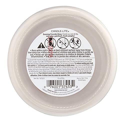 Candle-lite Scented Candles, Evening Fireside Glow Fragrance, One 10 oz. Three Wick Aromatherapy Candle with 20-40 Hours of Burn Time, Grey Color