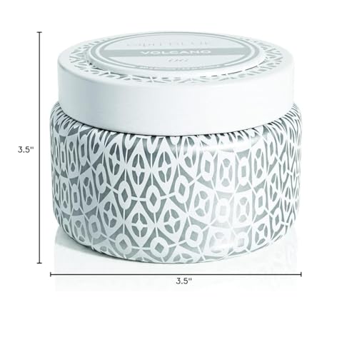 Capri Blue Volcano Scented Travel Tin Candle - Printed Travel Tin Jar Candle - Luxury Candle with a Soy Wax Blend - Volcano Candles with a Citrus Scent - White Candle (8.5 oz)