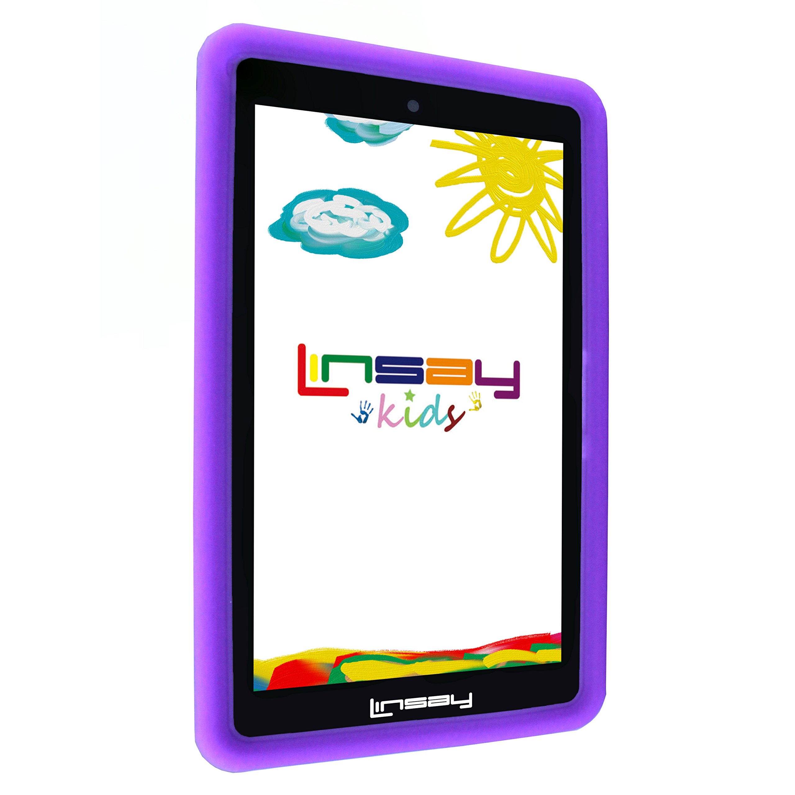 LINSAY 7" 2GB RAM 32GB Android 12 Tablet with Purple Kids Defender Case