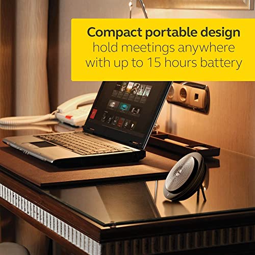 Jabra Speaker 710 Speakerphone - Speak Wireless Bluetooth Speaker UC Bundle, 7710-309, Wall Charger, USB Dongle - Computer, Mac Compatible w/Zoom, Skype, Webex, Meet, Smartphones, Tablets