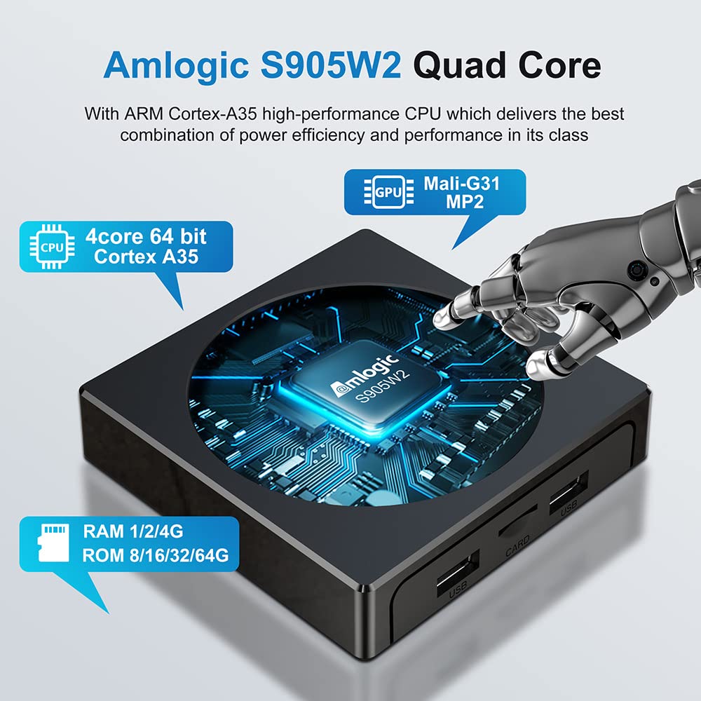 Android 11.0 TV Box, X98 Mini Amlogic S905W2 TV Box 4GB RAM 32GB ROM Support AV1 WiFi BT4.2 4K HDR Box with Keyboard i8