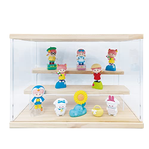 Clear Acrylic Display Case for Mini Funko Pop Action Figures,Display Stand Riser Shelf with 3 Steps,Display Cabinet Dustproof for Mini Figure Toys Perfume Gem Stone Collectibles(12.5 x7 x10.4 inch)