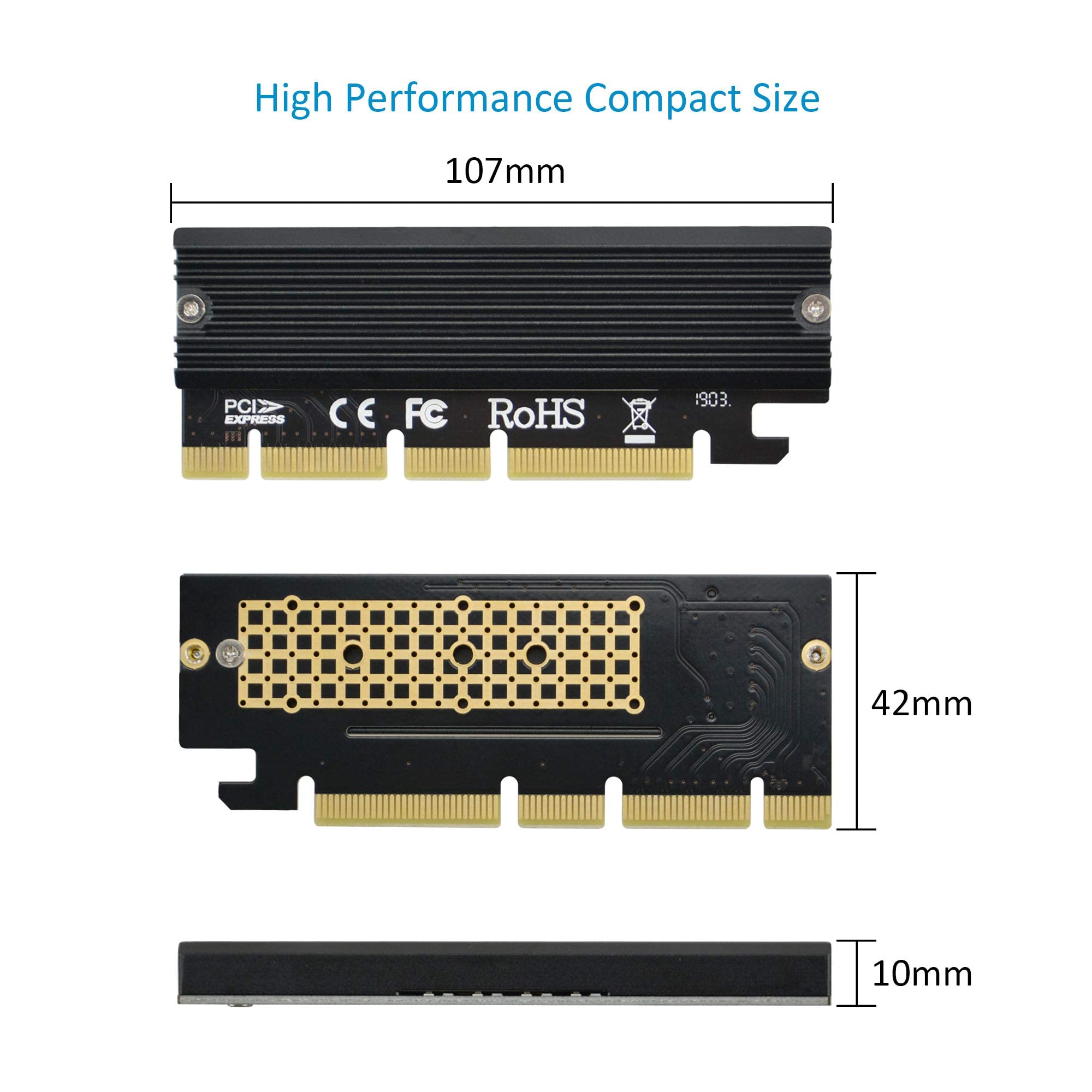 A ADWITS M.2 Key M NVME and AHCI SSD to PCIe 4X 8X 16x Adapter PCB, Compatible with Samsung 960 970 EVO PRO WD Black and More