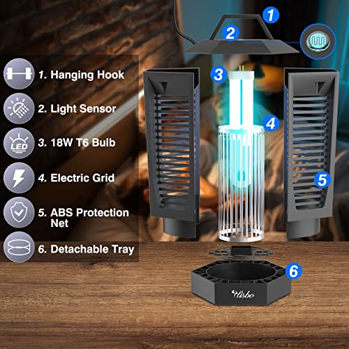 Bug Zapper Outdoor,18W Mosquito Zapper,Fly Traps Zapper,Mosquito Killer Outdoor Indoor,Plug in with 4200V High Powered,IP4 Waterproof, Power Saving, with Light Sensor for Patio Garden Home Kitchen