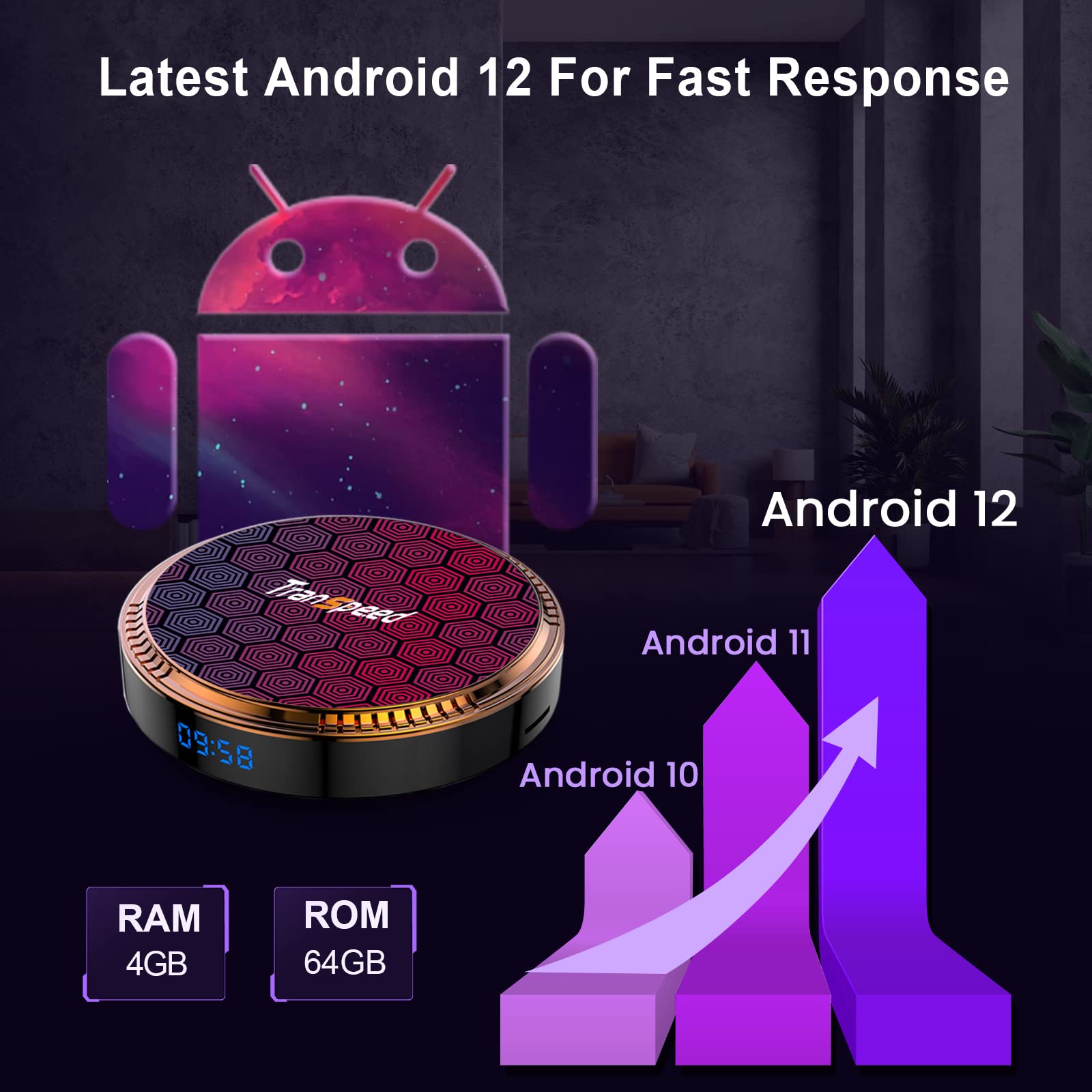 Android 12 TV Box Dual-Band WiFi 6 4GB 64GB TV Box Android 2022 H618 Chip Support 4K 6K HDR10 BT5.0 USB 2.0 with Mini Backlit Keyboard
