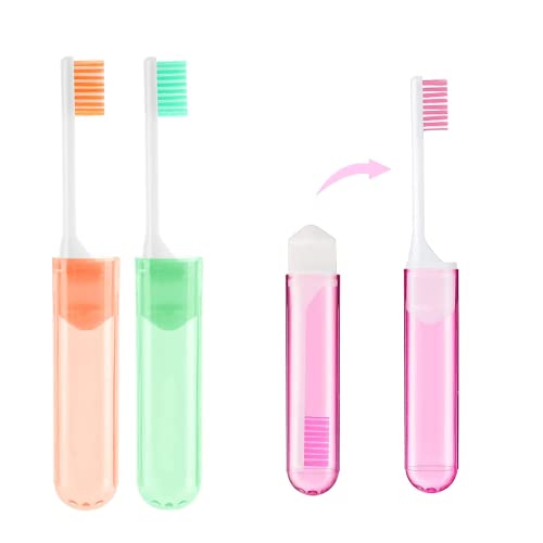 ARIKJ 12 PCS Travel Toothbrushes Folding Soft Bristles Toothbrush Individually Wrapped Toothbrush with Box for Travel, Hiking, School, Business Trip