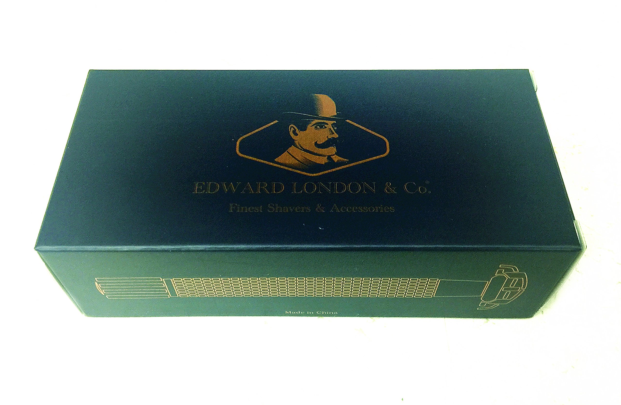 Edward London & Co Pearl Black Heavy Long Handle Double Edge Butterfly Open Safety Razor
