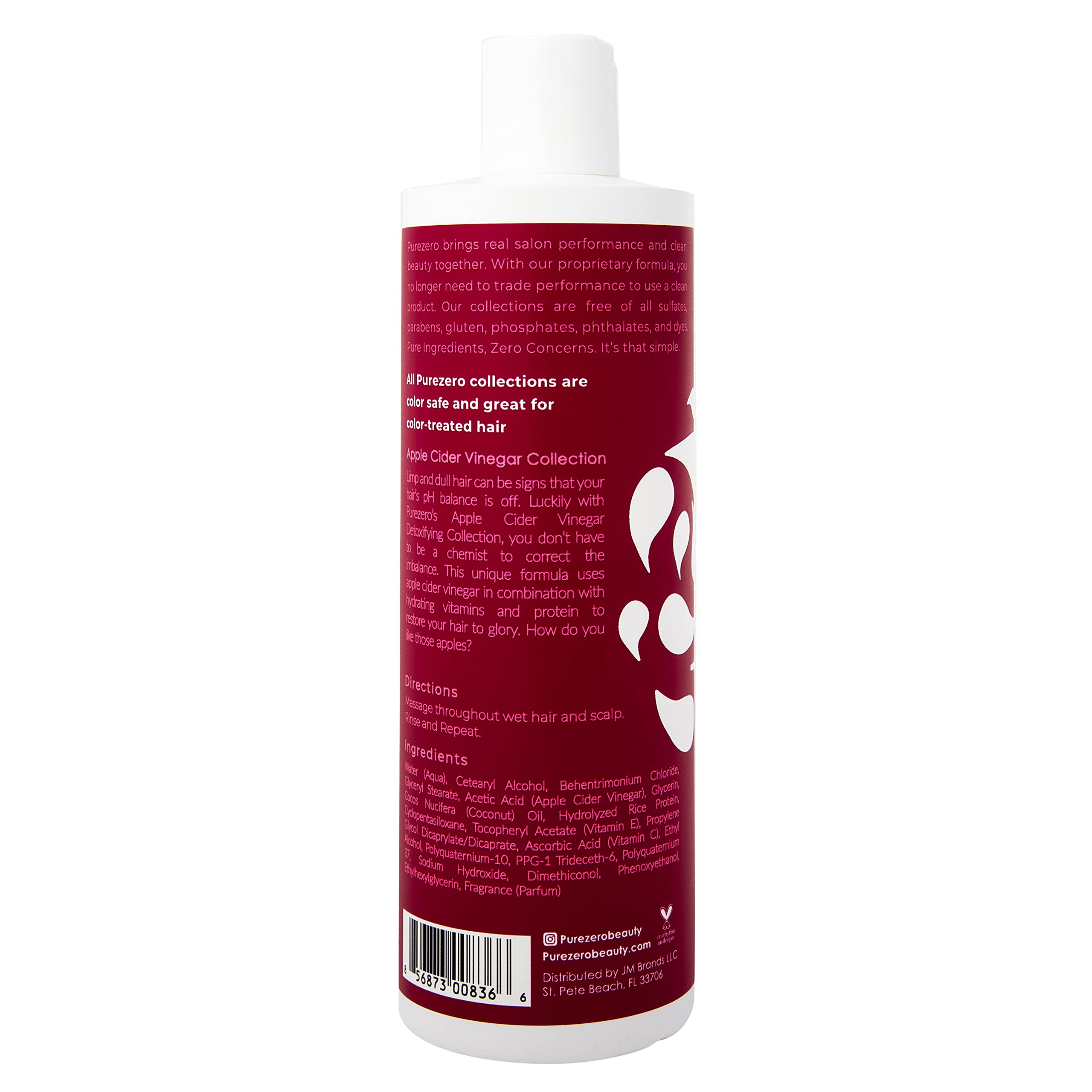 Purezero Apple Cider Vinegar Shampoo & Conditioner Set - Detox Scalp & Hair - pH balanced -Increase Hydration - Zero Sulfates, Parabens, Dyes - 100% Vegan & Cruelty Free - Great For Color Treated Hair