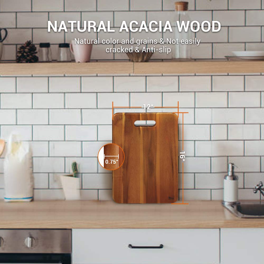 Aidea Wood Cutting Board, Cutting Boards for Kitchen Wood with Handle Large 16x12x0.75Inch