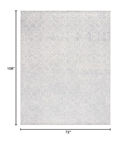 SAFAVIEH Abstract Collection Area Rug - 6' x 9', Grey & Ivory, Handmade Wool, Ideal for High Traffic Areas in Living Room, Bedroom (ABT763F)