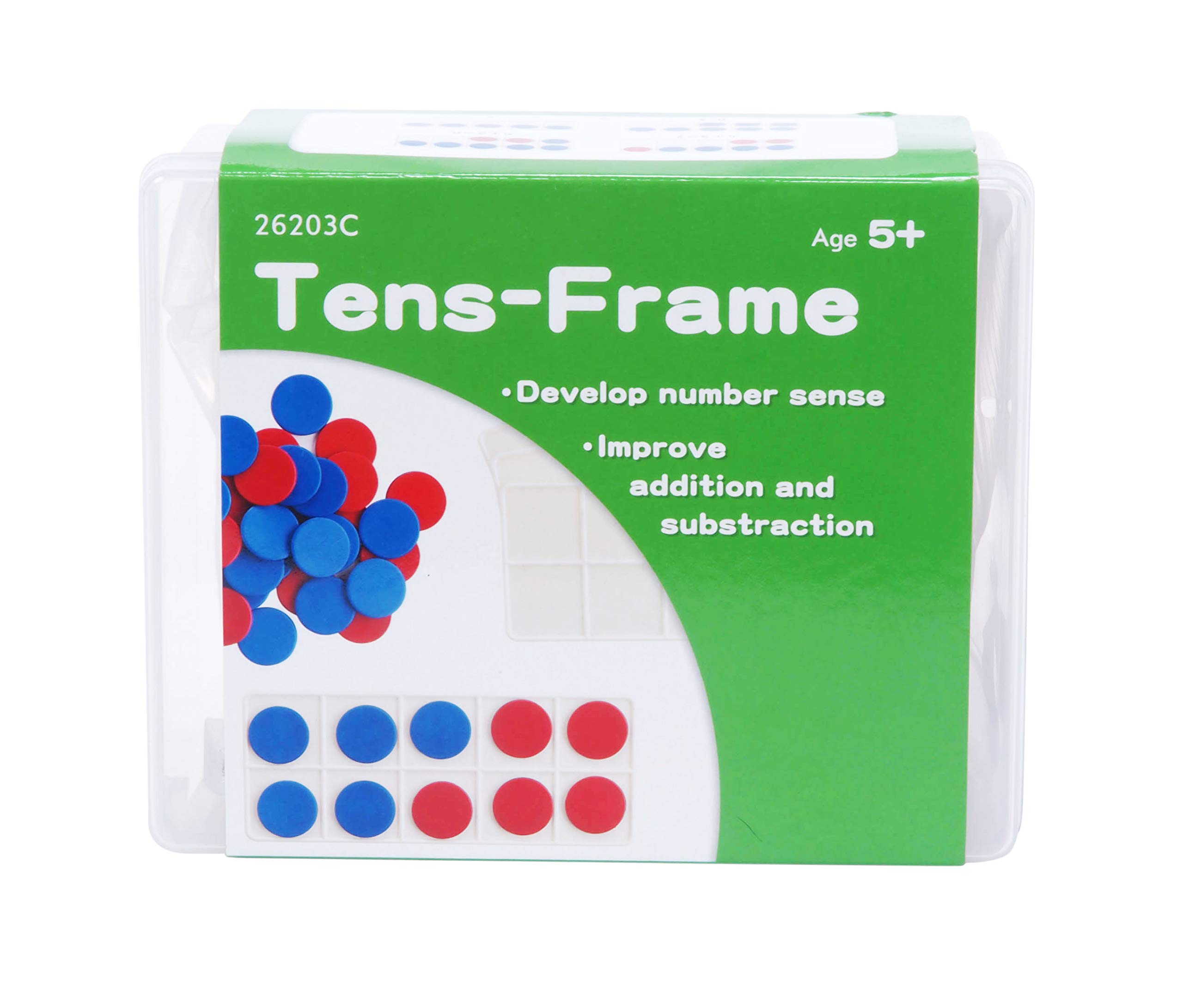 edxeducation Ten Frame Classroom Set - Math Manipulatives for Kids - 16 Plastic Ten Frames - 160 Counters - Classroom Math Supplies