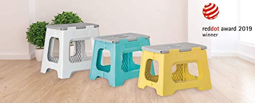 Vigar Compact Foldable 2-Step Stool, 16 inches, Lightweight, 330-pound Capacity Non-Slip Folding Step Stool, Gray
