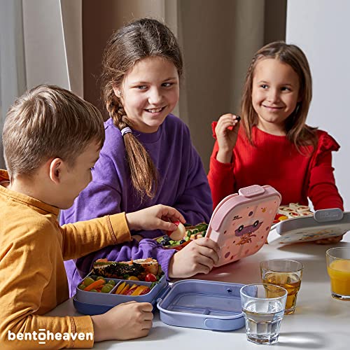Bentoheaven Premium Bento Lunch Box for Kids, 9 Designs, Leak-proof 3-4 Compartments, Divider, Ideal size 30oz, Microwave/Dishwasher Safe Kids Bento Box (Loncheras Para Niños/Niñas)[Orange Gray]